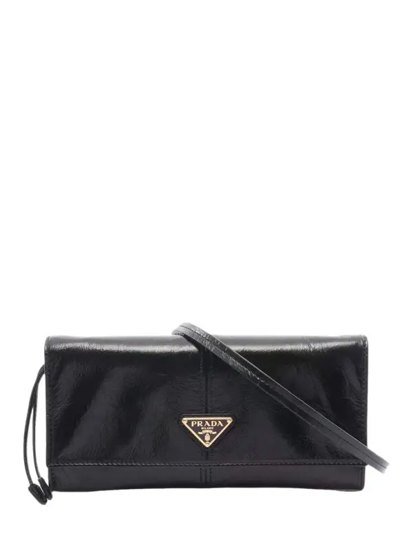 Prada Logo Plaque Shoulder Bag - Black