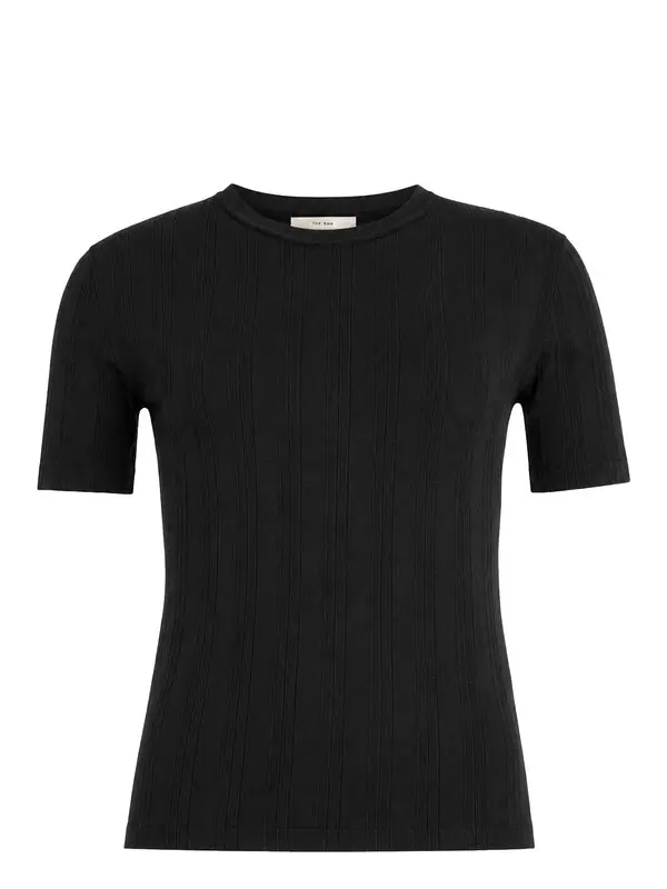 THE ROW Etina Ribbed Cotton T-shirt - Black