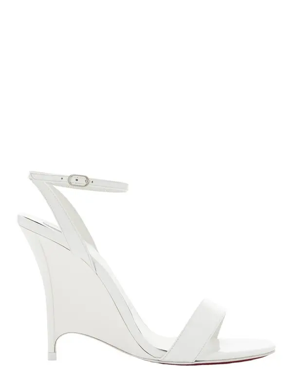 CHRISTIAN LOUBOUTIN Zeezeenella 100mm Patent Leather Wedge Sandals - White