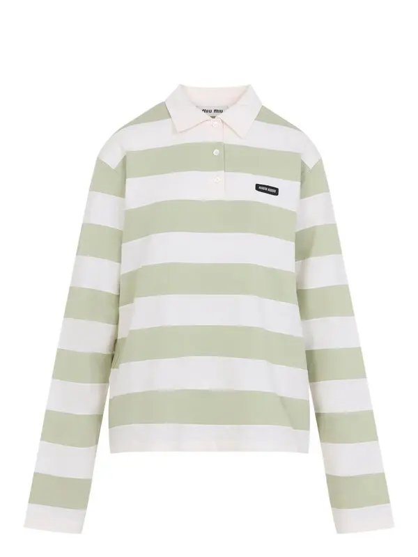 Miu Miu Striped Jersey Polo Shirt - Multicolor