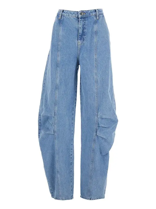 ROTATE BY BIRGER CHRISTENSEN Light Wash Denim Jeans With Central Stitching And Back Logo Patch - Multicolor