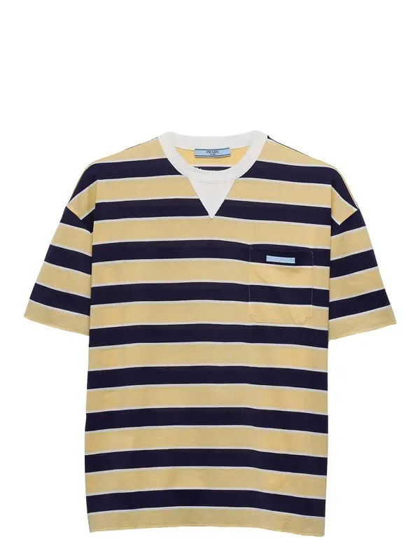 Prada Striped Cotton Lisle T-shirt - Blue