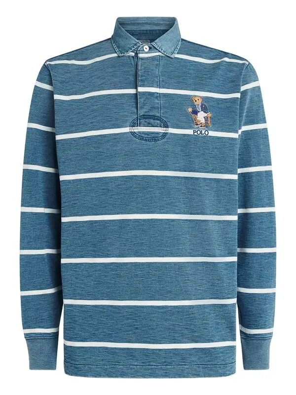 Polo Ralph Lauren Stripe Polo Bear Rugby Shirt - Navy