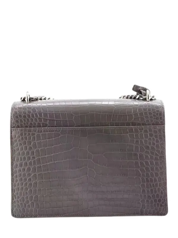 Saint Laurent Medium Croc Effect Leather Bag - Grey