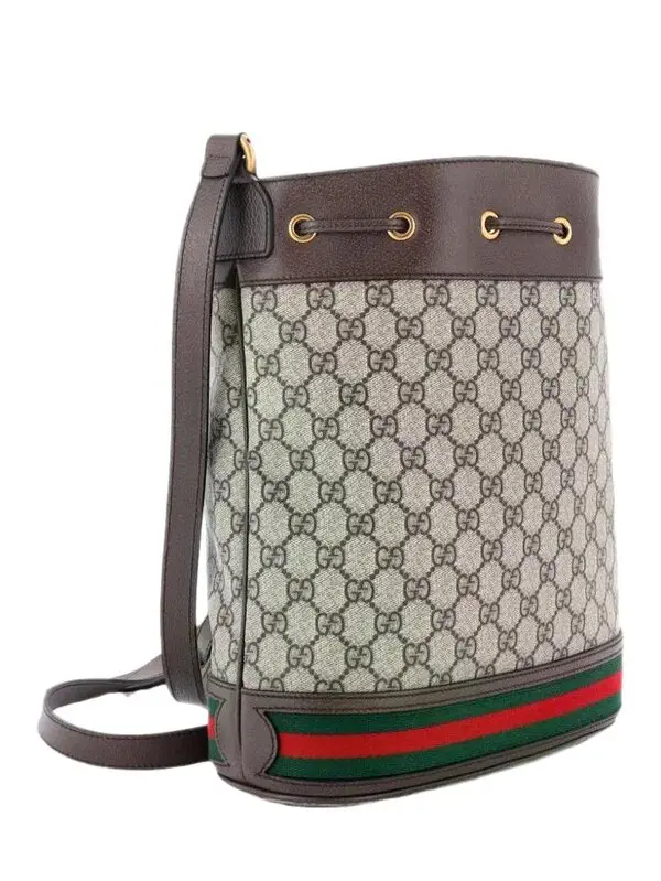 Gucci Ophidia Gg Coated Canvas Medium Bucket Bag - Brown