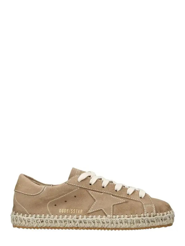 GOLDEN GOOSE Suede Low Top Sneakers With Jute-effect Sole - Beige