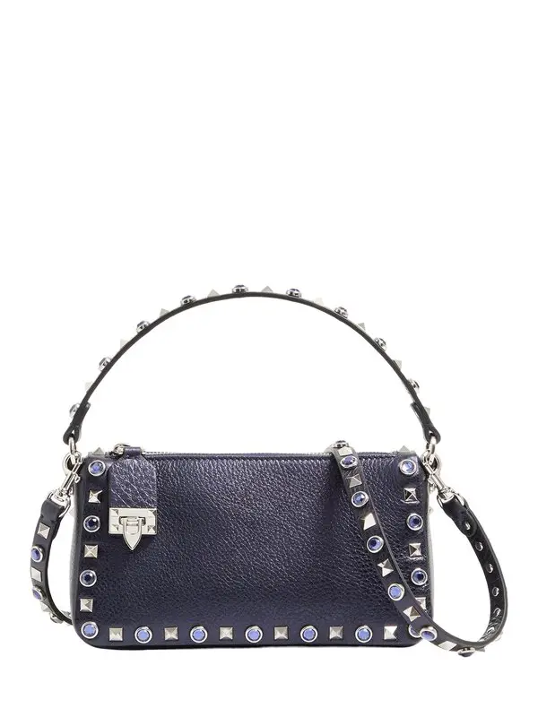 Valentino Garavani Small Leather Rockstud Shoulder Bag - Blue