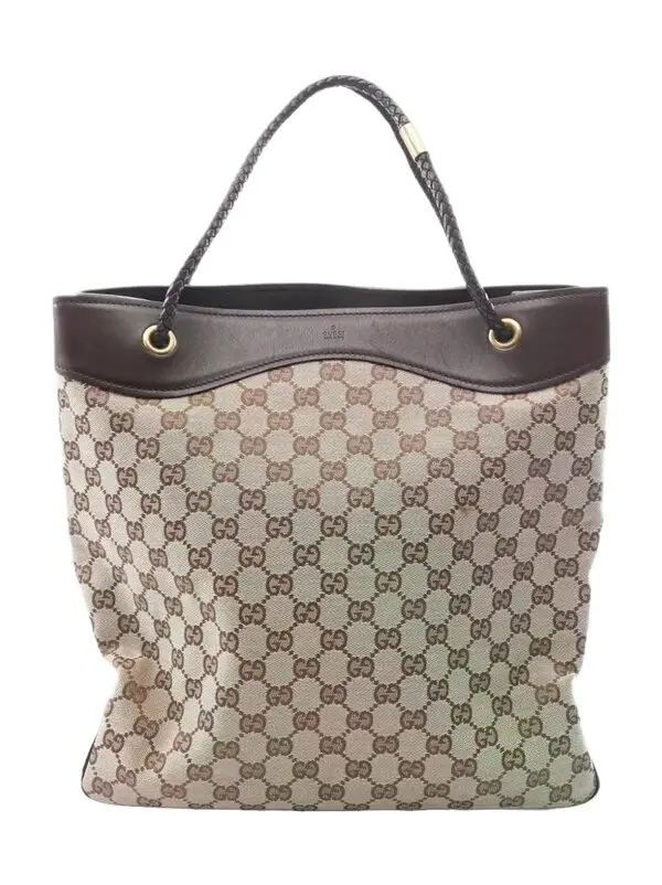 Gucci Gg Canvas Braided Handle Tote Bag - Neutrals