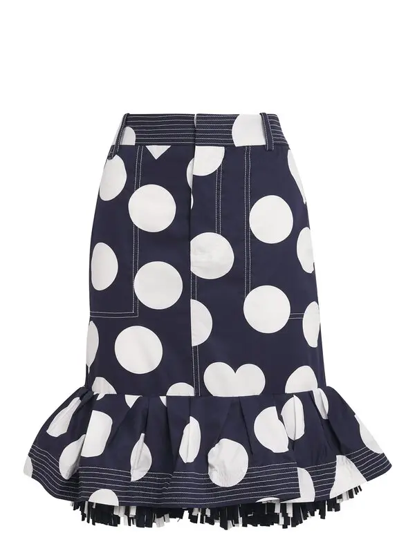 Jacquemus Cotton Polka Dot Midi Skirt - Navy