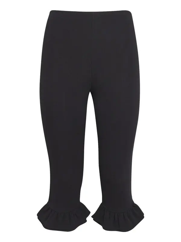Jacquemus Jersey Capri Trousers With Ruffled Hems - Black