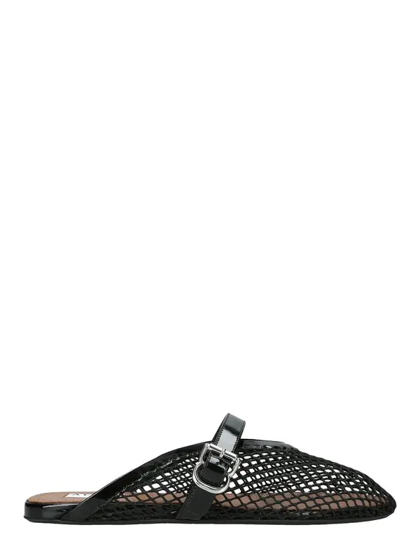Alaïa Patent Leather Fishnet Mules - Black