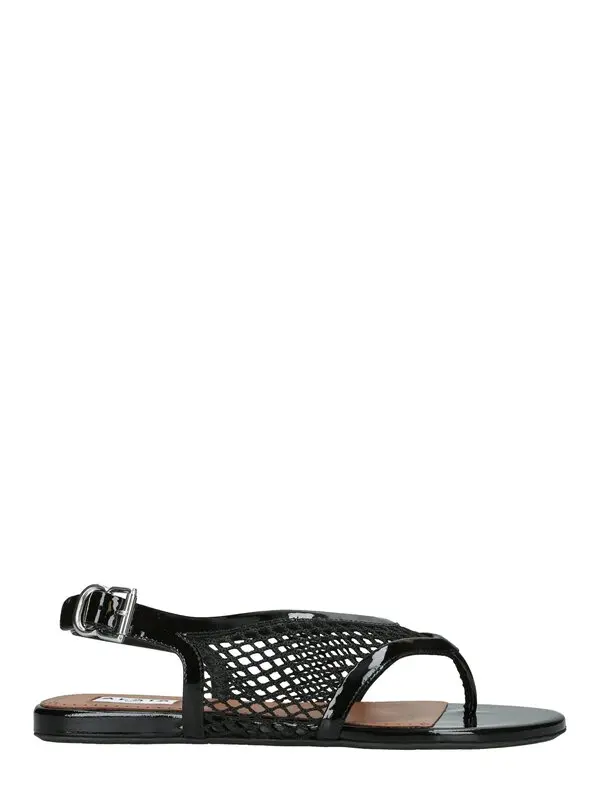 Alaïa Patent Leather Fishnet Sandals - Black