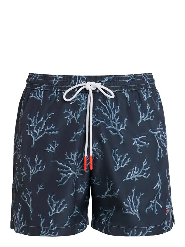 Isaia Coral Print Swim Shorts - Blue
