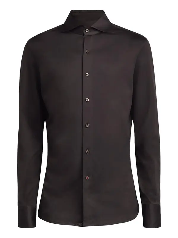 Isaia Cotton Jersey Shirt - Brown