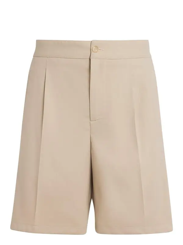 Isaia Pleated Cotton-silk Shorts - Beige