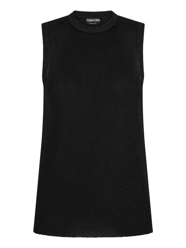 TOM FORD Micro-sequin Knitted Tank Top - Black