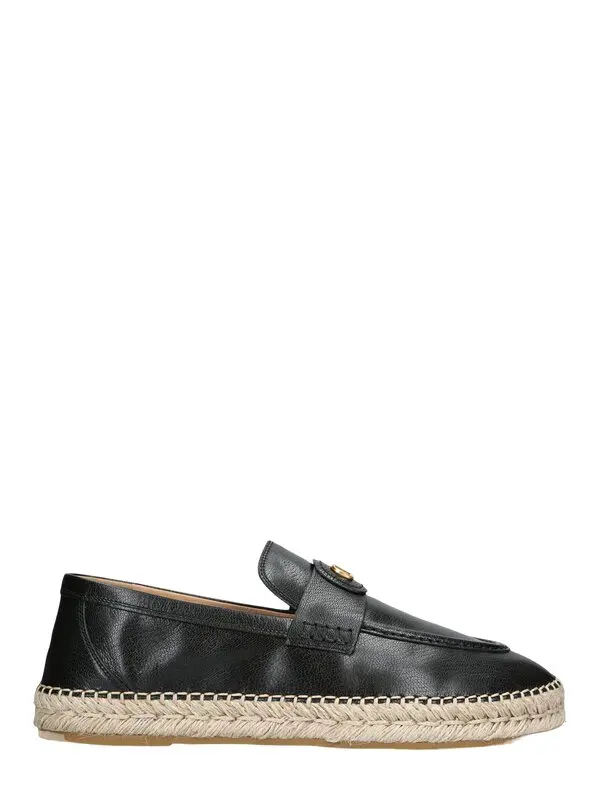 Valentino Garavani Leather Palm Avenue Espadrilles - Black