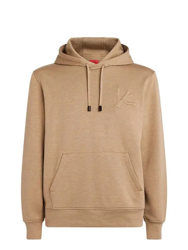 Isaia Embossed Logo Hoodie - Beige