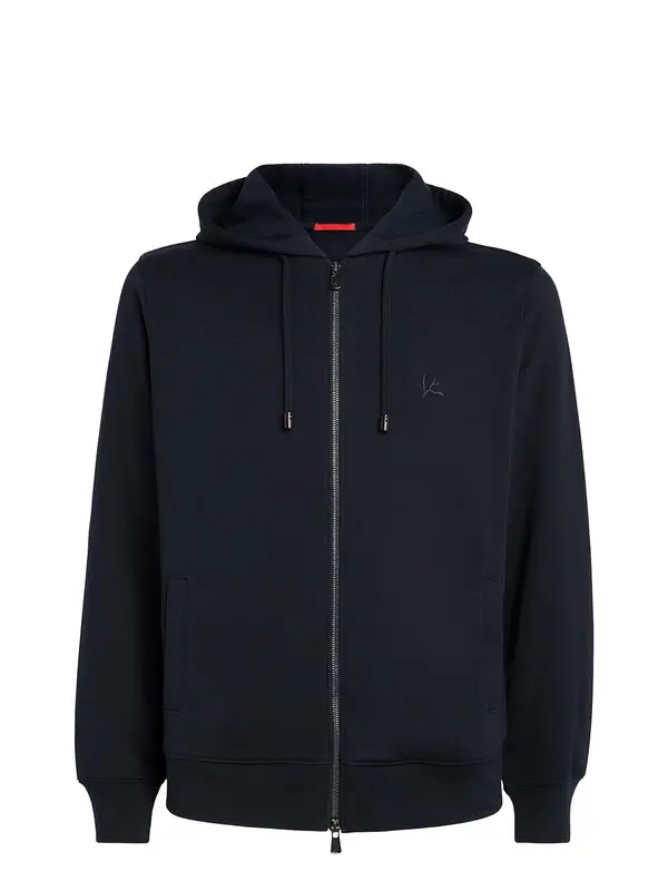 Isaia Logo Zip-up Hoodie - Blue