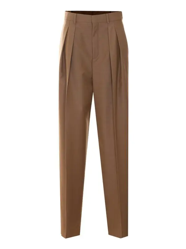 Saint Laurent Wool And Mohair Wide Pants - Brown