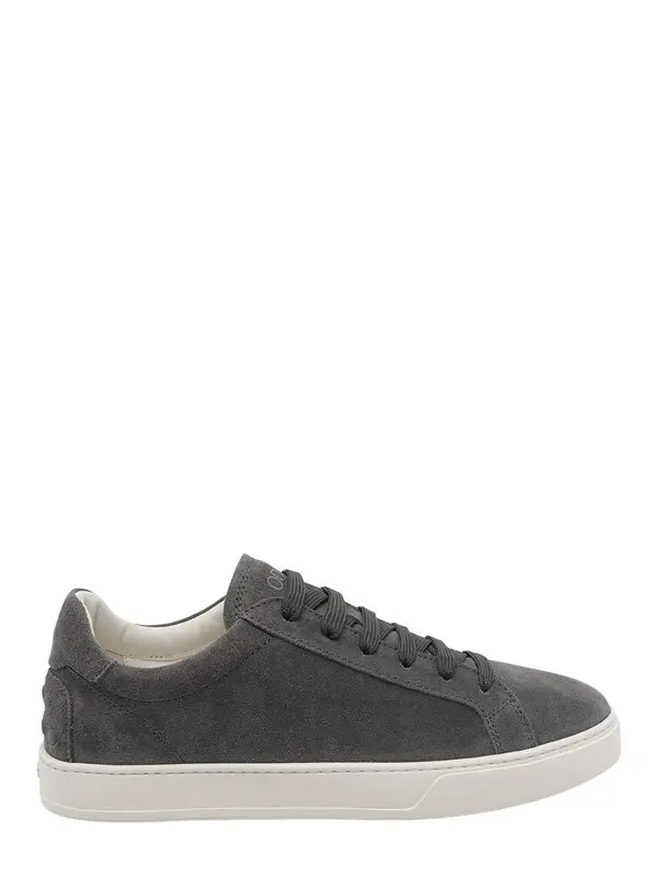 TOD'S Beige Suede Lace-up Sneakers - Gray