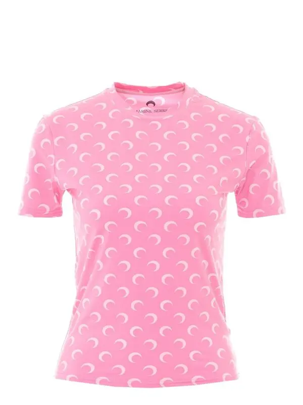 MARINE SERRE All-over Moon Print T-shirt - Pink