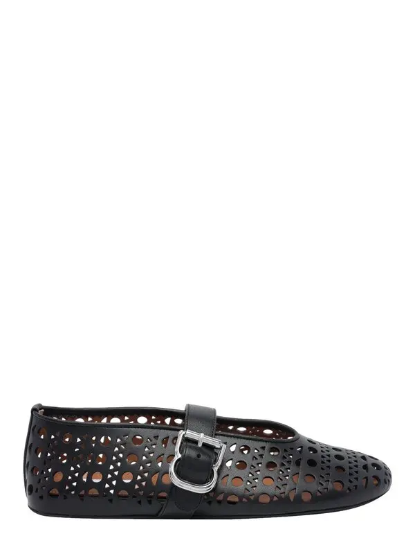 Alaïa Vienne Ballets Calf Leather With Perforated Details - Black
