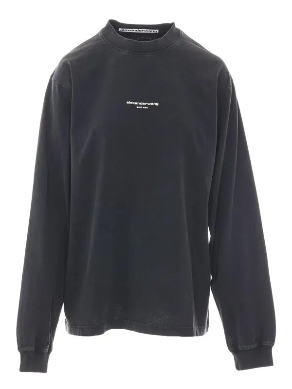 Alexander Wang Logo Long Sleeve T-shirt - Black