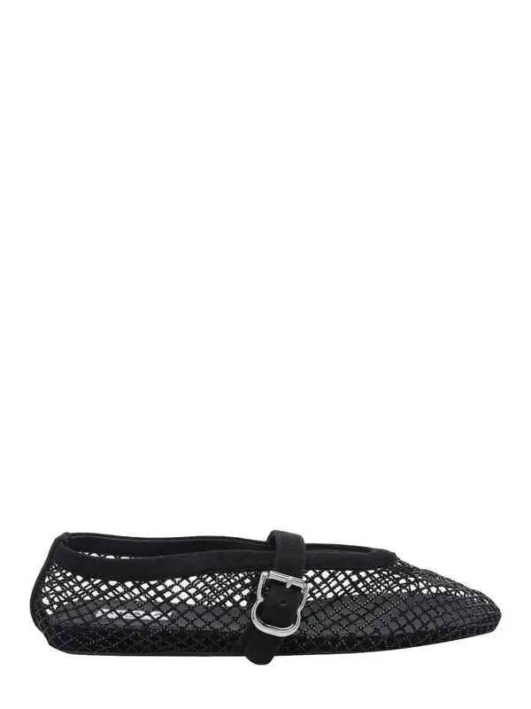 Alaïa Strass Fishnet Flat Ballets - Black