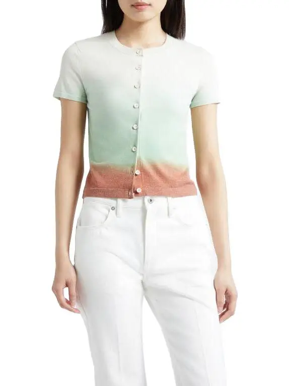 3.1 Phillip Lim Short Sleeve Cropped Cardigan - Flame-cactus Multi