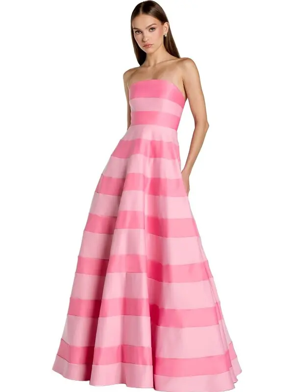 Mac Duggal Strapless Ballgown With Pockets - Pink Multi