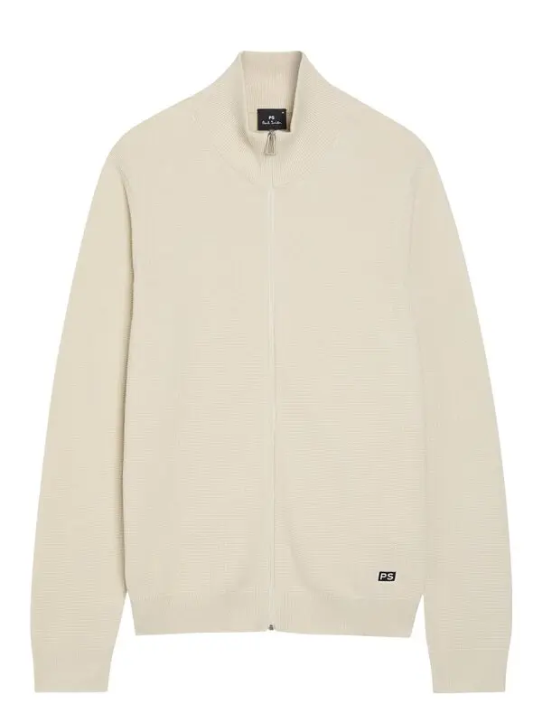 Paul Smith Waffle-knit Cotton Zip Cardigan - Ecru