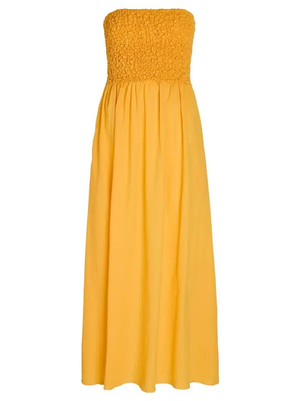 Faithfull The Brand Strapless Stretch-cotton Midi Dress - Orange