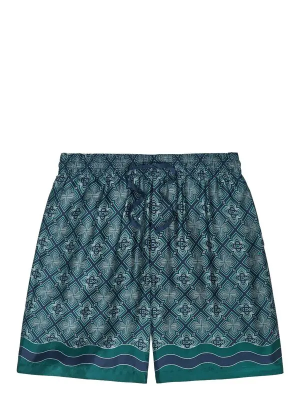Casablanca Radiating Logo-monogram Silk Shorts - Green