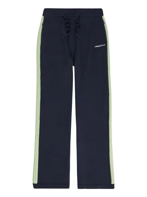 Casablanca Logo-embroidered Merino Wool Track Trousers - Navy