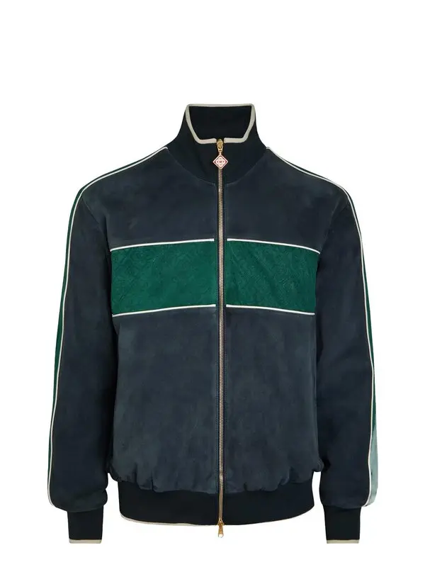 Casablanca Panelled Suede Track Jacket - Navy