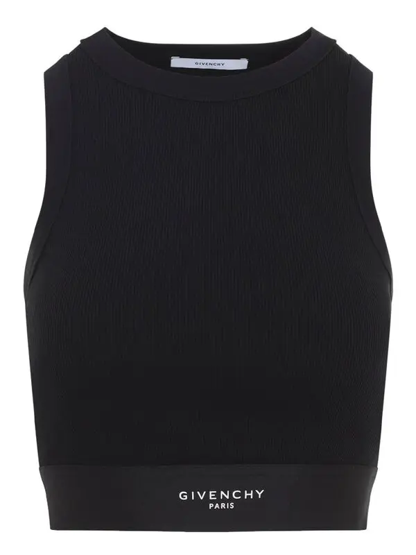 Givenchy Cotton Ribbed Cropped Top - Black