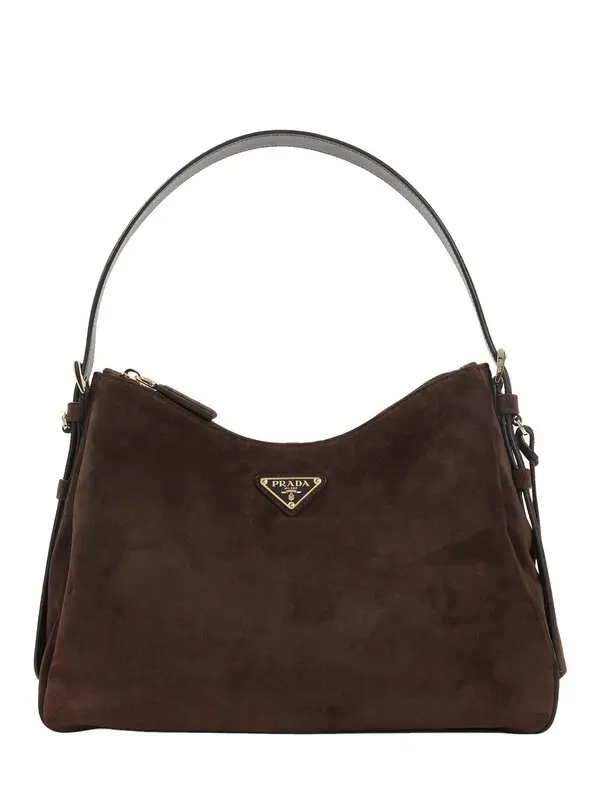 Prada Suede Shoulder Bag - Brown