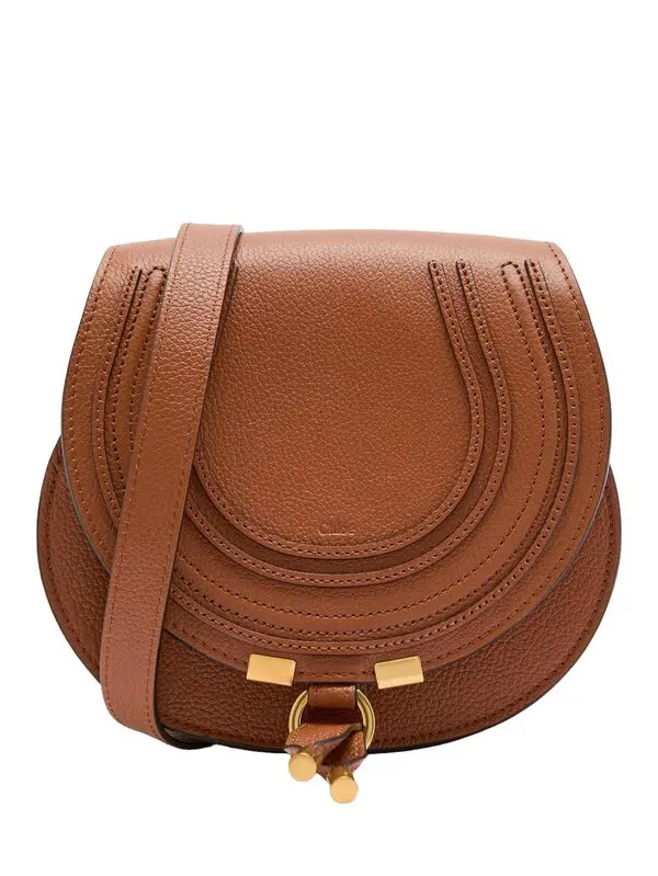 Chloé Marcie Small Grained Leather Saddle Bag - Tan