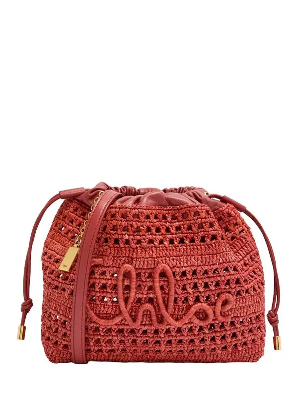 Chloé Raffia And Leather Cross-body Pouch - Red