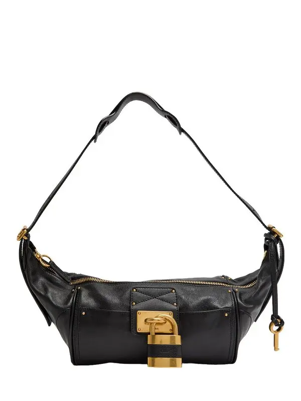 Chloé Paddington East-west Grained Leather Shoulder Bag - Black