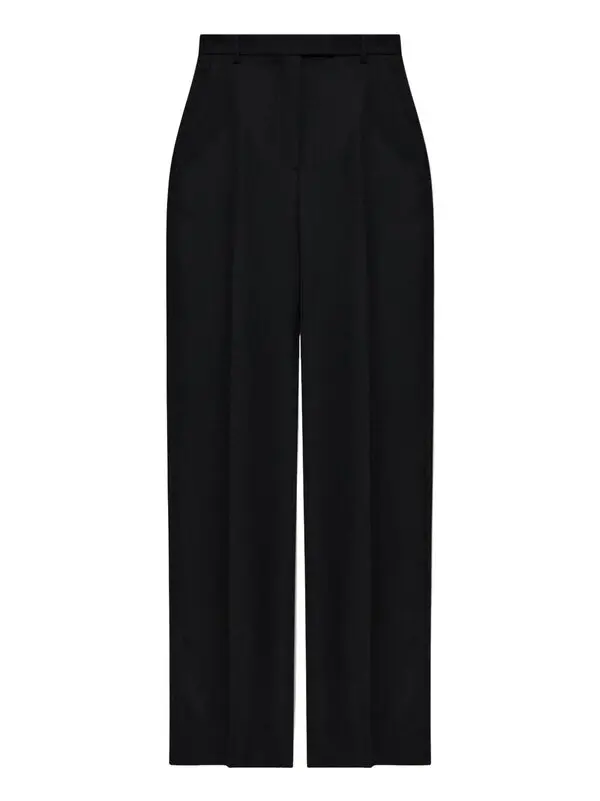 Alexander McQueen Wool Pleated Trousers - Black