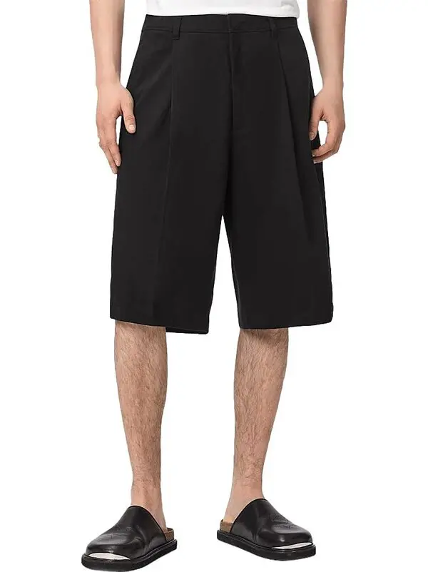 ALLSAINTS Castro Pleated Knee-length Shorts - Black