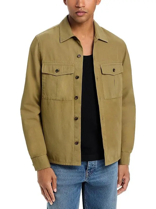 Paul Smith Regular Fit Cotton Jacket With Dual Chest Pockets - Olive Green