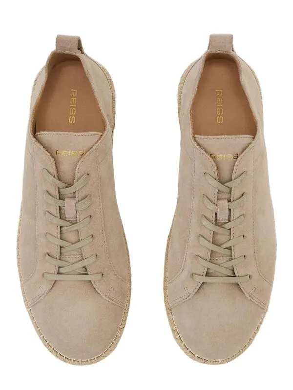 REISS Cade Suede Espadrille Lace-up Trainers - Stone