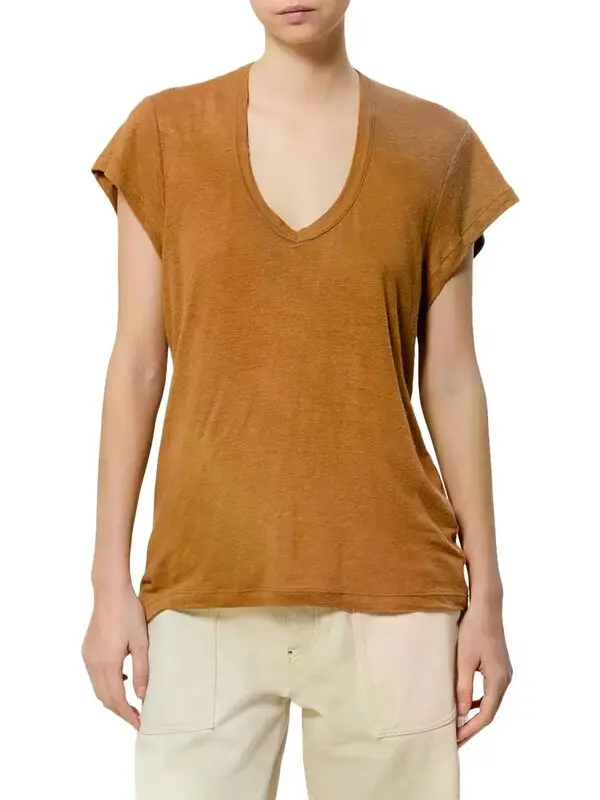 MARANT ETOILE Zankou Linen T-shirt - Brown