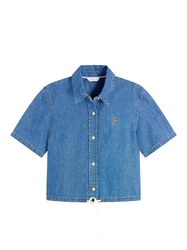 Tommy Hilfiger Short Sleeve Shirt With Drawstring Hem - Blue