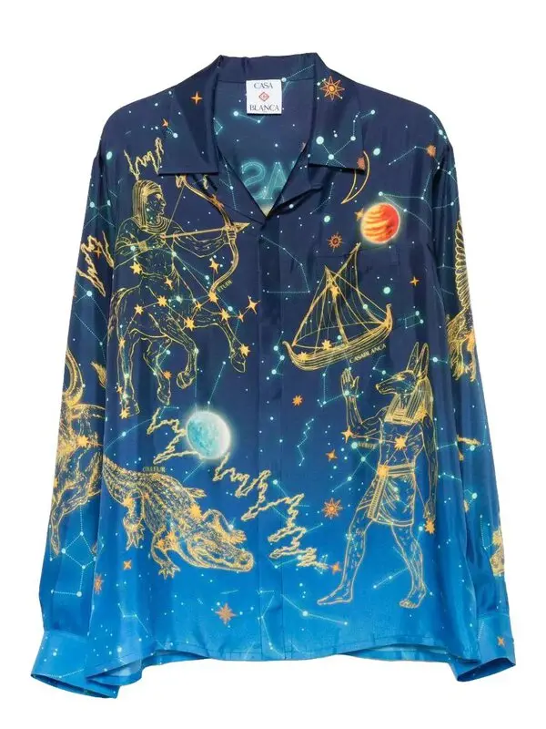 Casablanca Constellation-print Long-sleeve Shirt - Blue