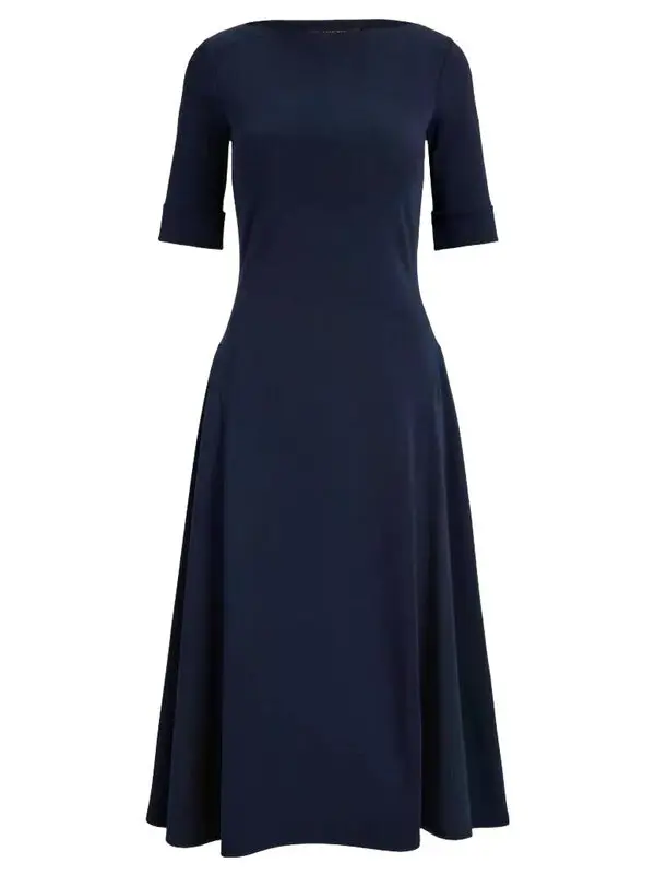 Ralph Lauren Rib-knit Stretch Cotton Midi Dress - Blue