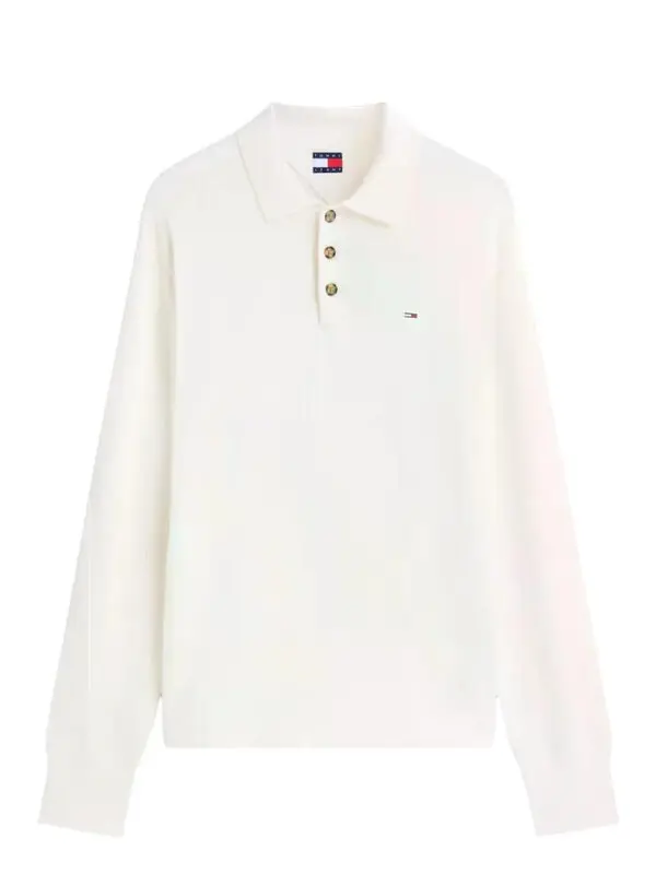 Tommy Hilfiger Logo-patch Long-sleeve Polo Shirt - Neutrals